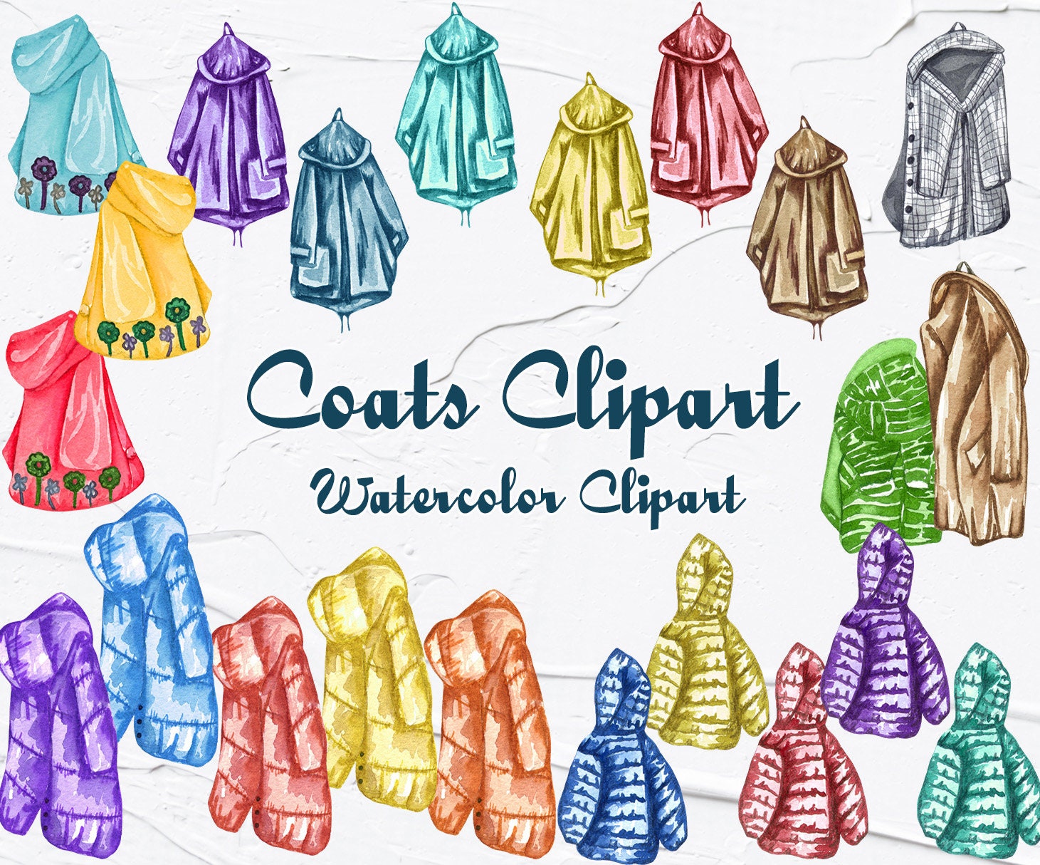 Coats Watercolor Clipart. Hallway Fashion Watercolor Clipart. - Etsy UK