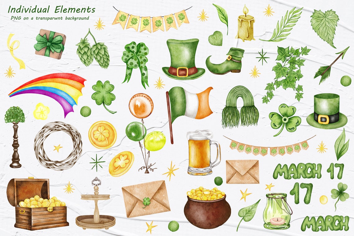 St Patricks Day Clipart. Watercolor Saint Patrick's Day - Etsy