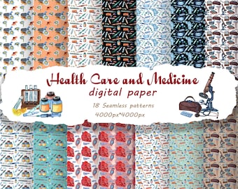 Medical Digital Papers Medical Pattern Healthcare Graphics - Etsy