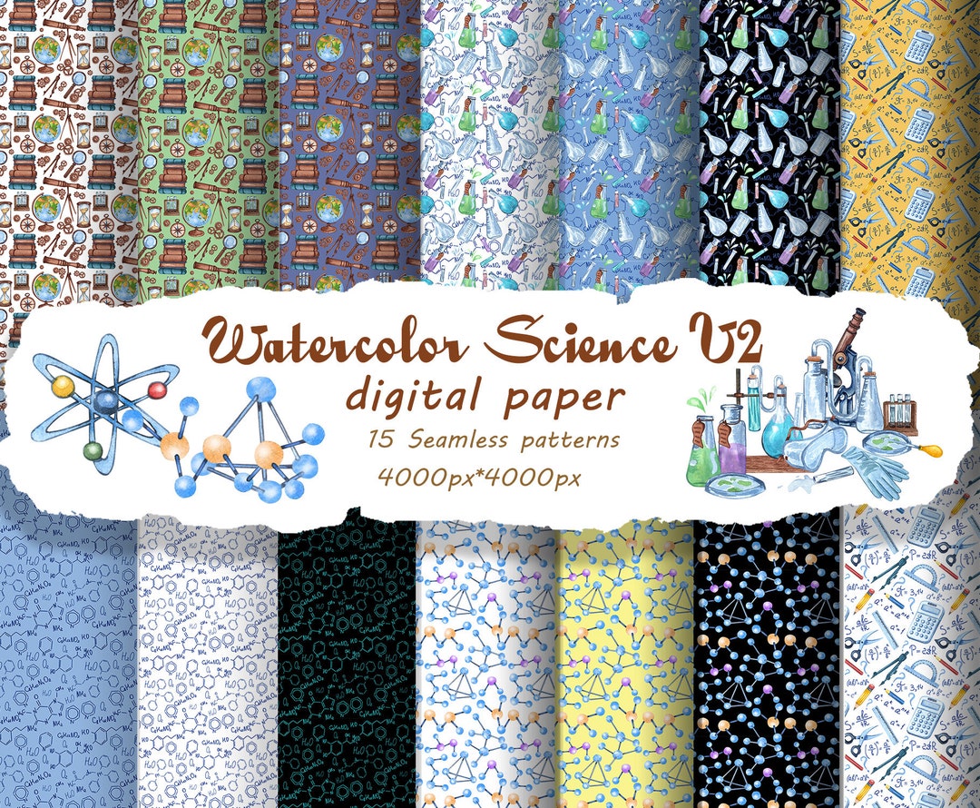Science Seamless Patterns, Science Digital Paper. Science Watercolor ...