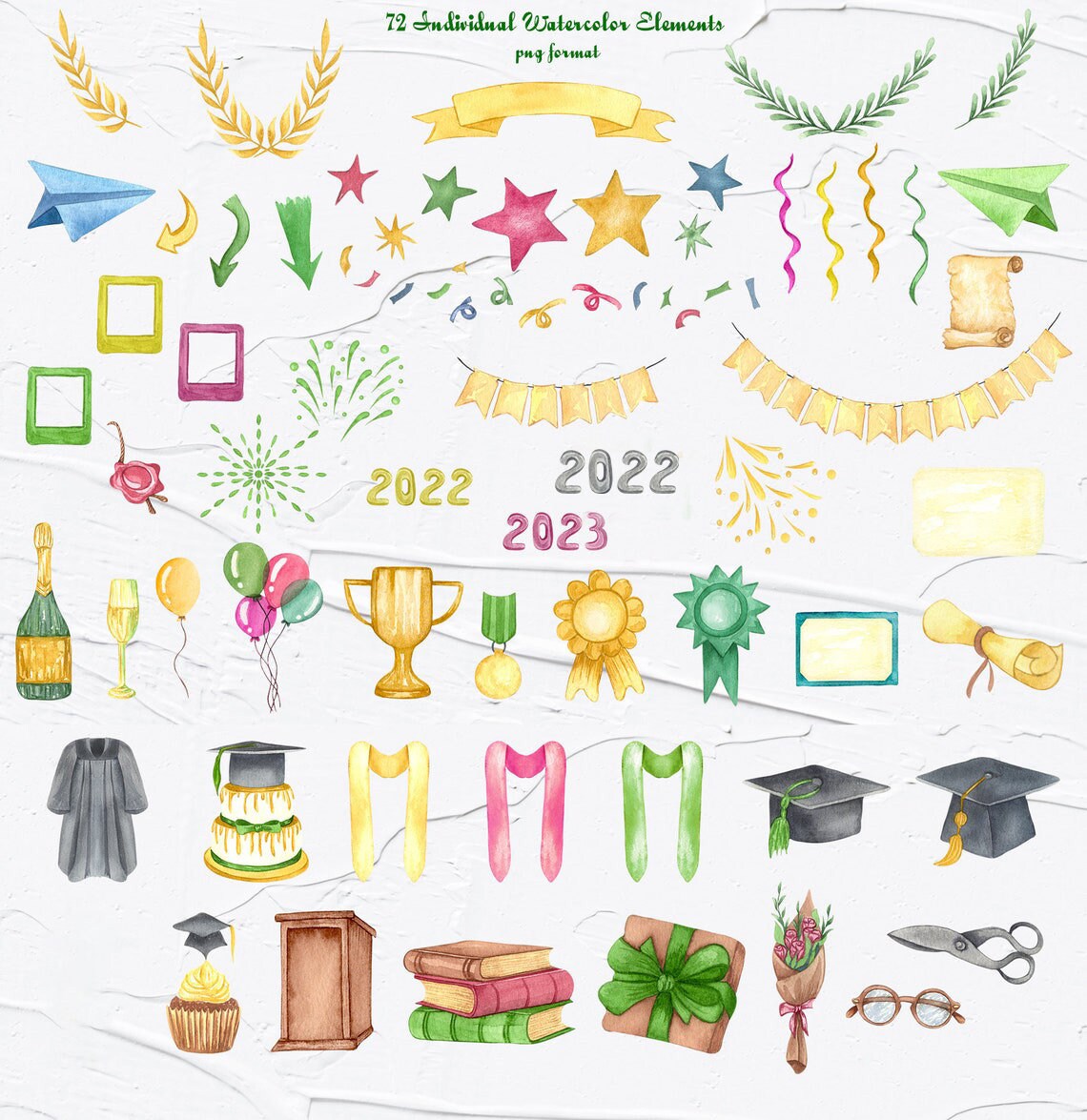 Graduation Clipart. Watercolor Graduation Clipart. Party | Etsy