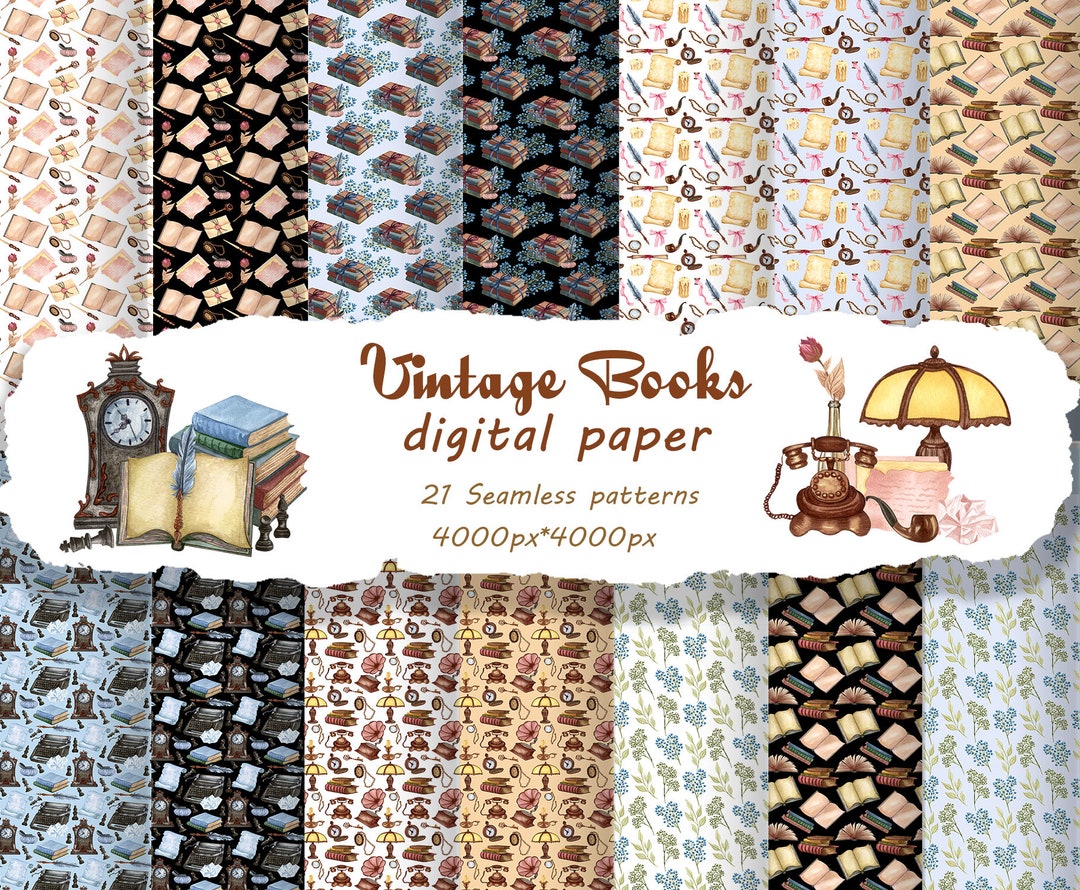 Vintage Books Seamless Patterns, Reader Patterns, School Seamless ...