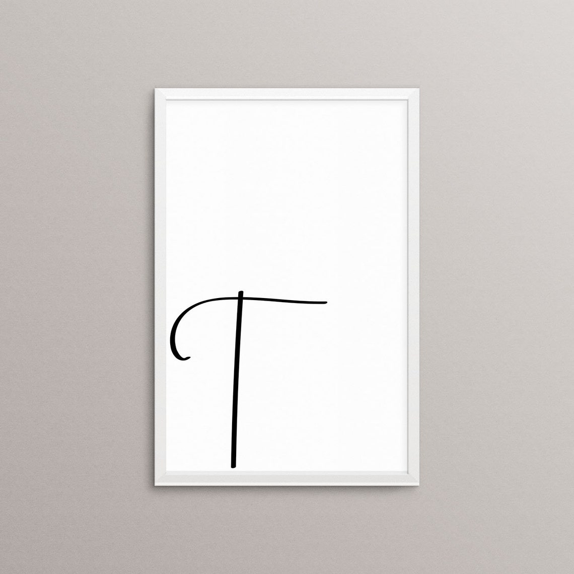 Large "t" Letter Printable, Monochrome Poster, Black and White Initials ...