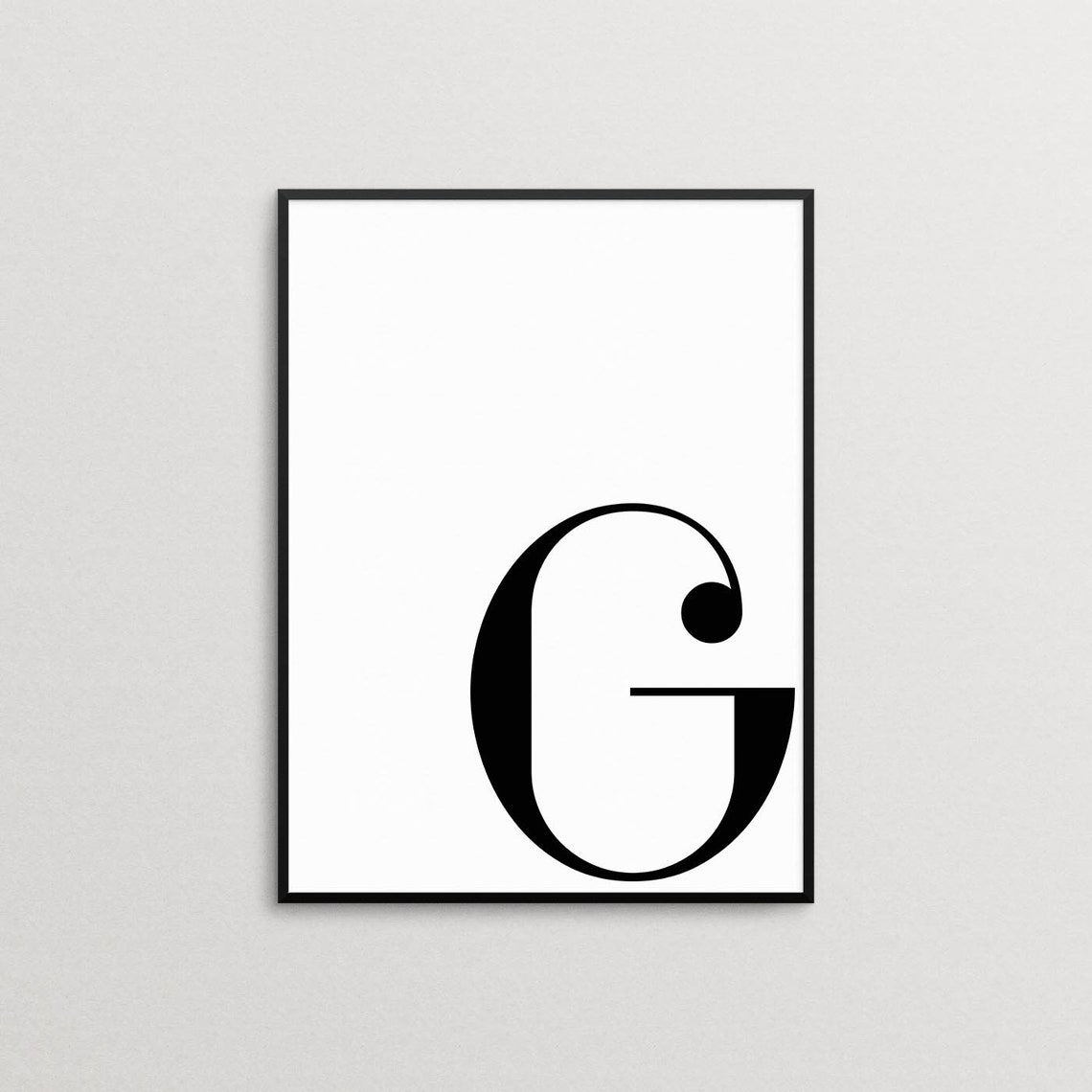 Large "g" Letter Printable, Black White Poster, Black and White ...
