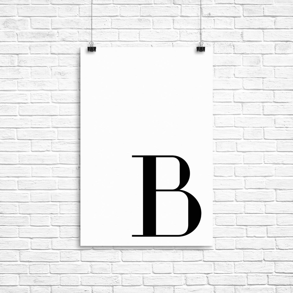 Large "b" Letter Printable, Monochrome Poster, Black and White Initials ...