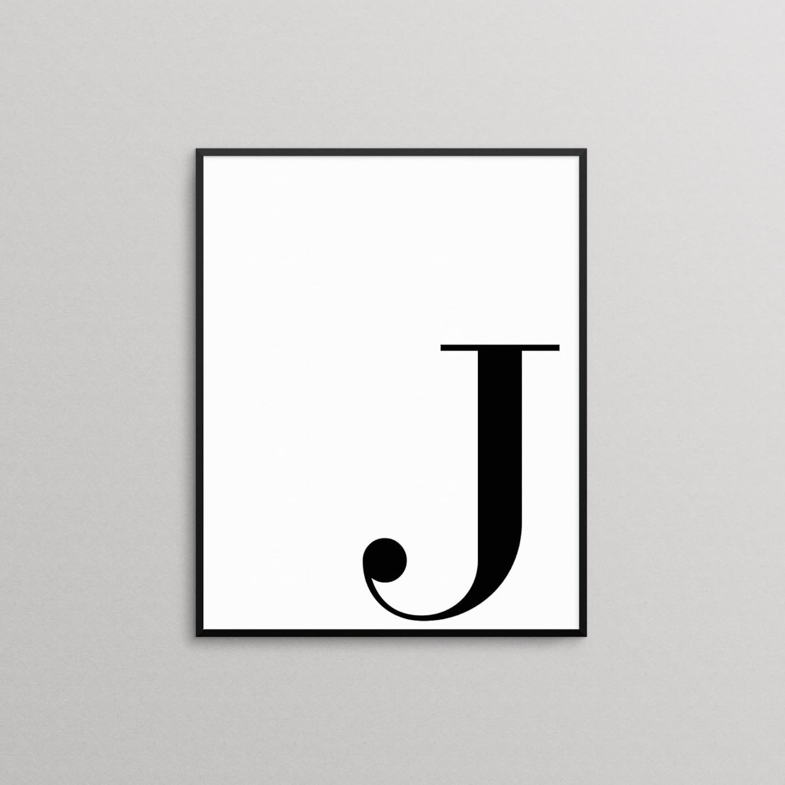 Large "j" Letter Printable, Black White Poster, Black and White ...