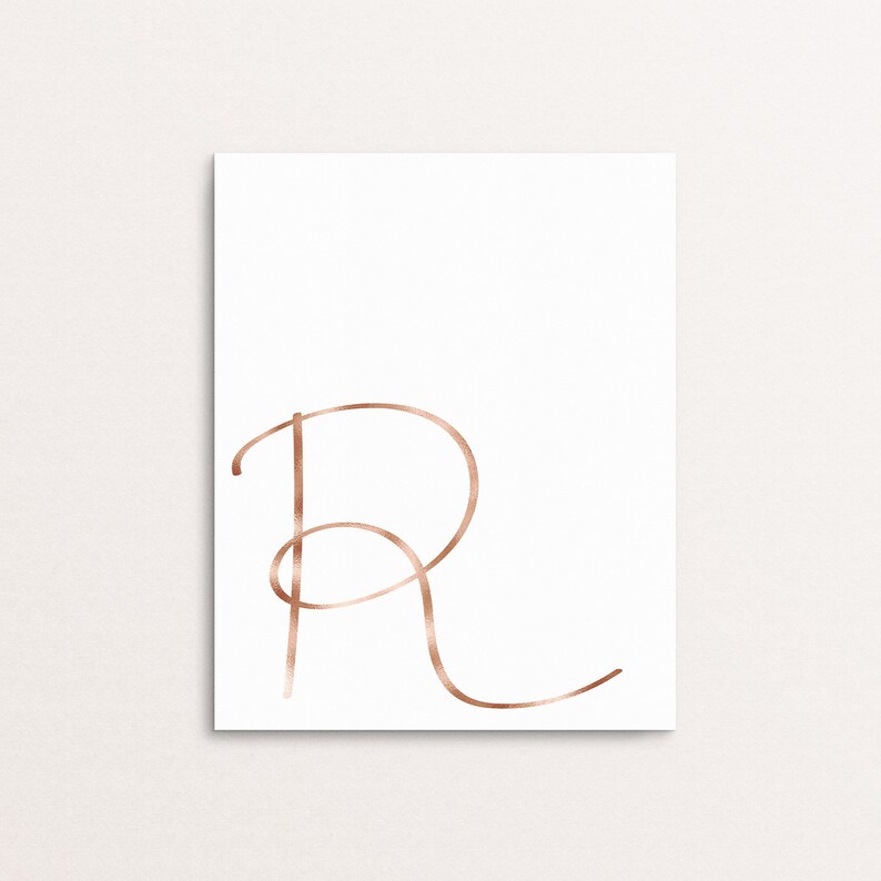 Letra R grande imprimible, póster metálico, impresión de iniciales de ...
