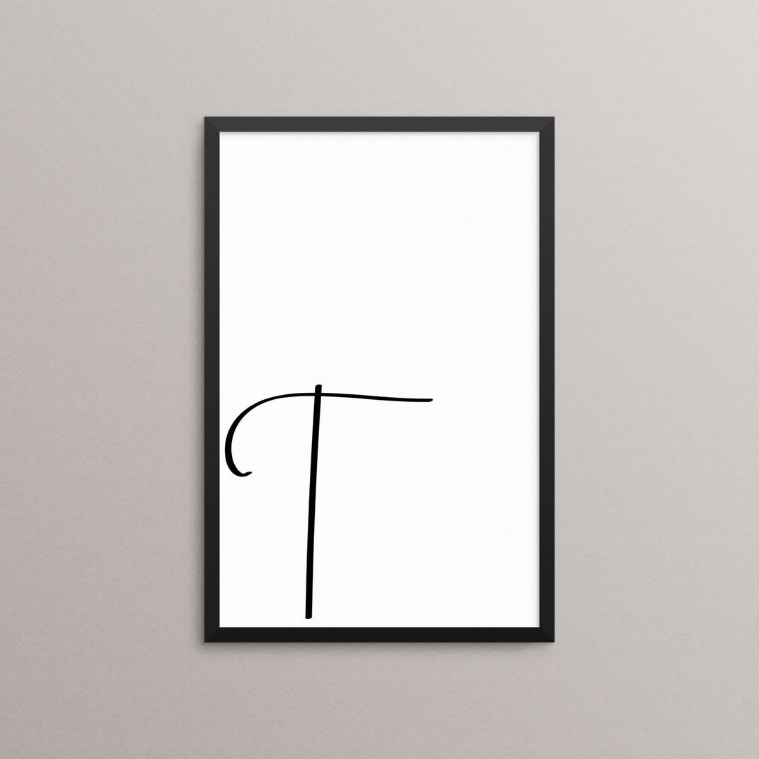 Large "t" Letter Printable, Monochrome Poster, Black and White Initials ...