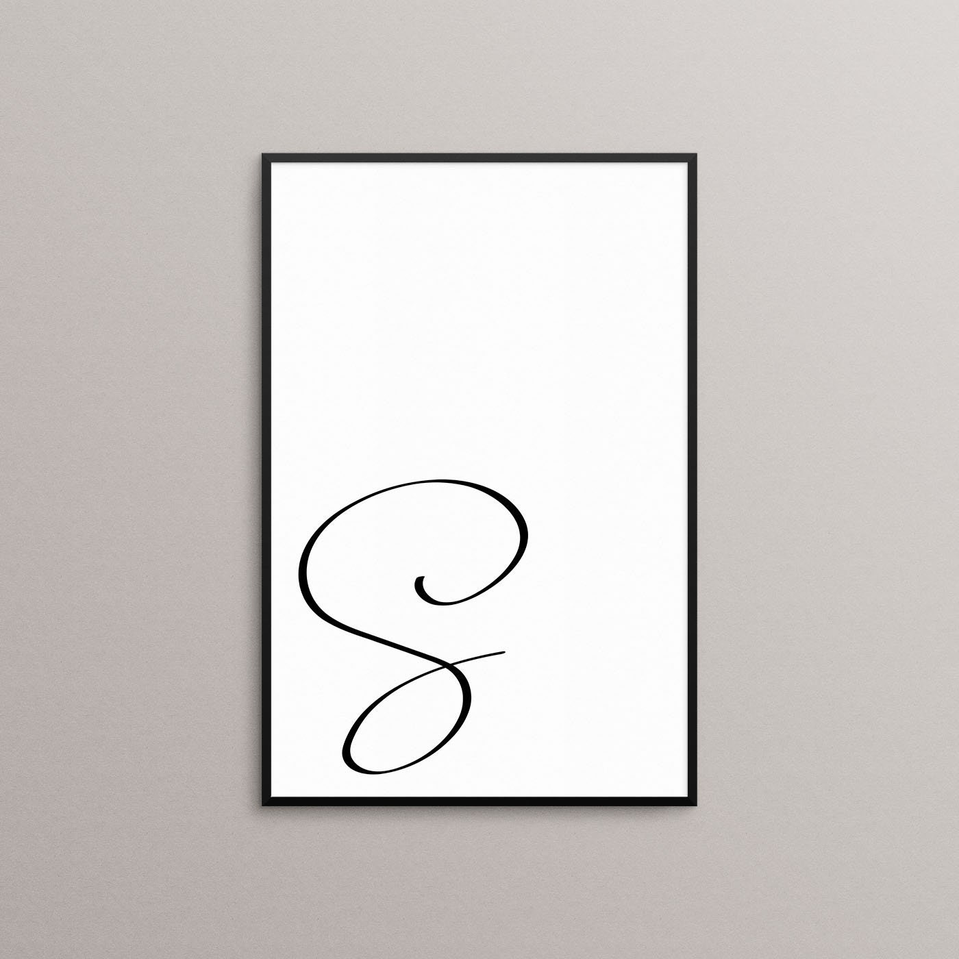 Letra "S" grande imprimible, póster monocromo, impresión de iniciales ...