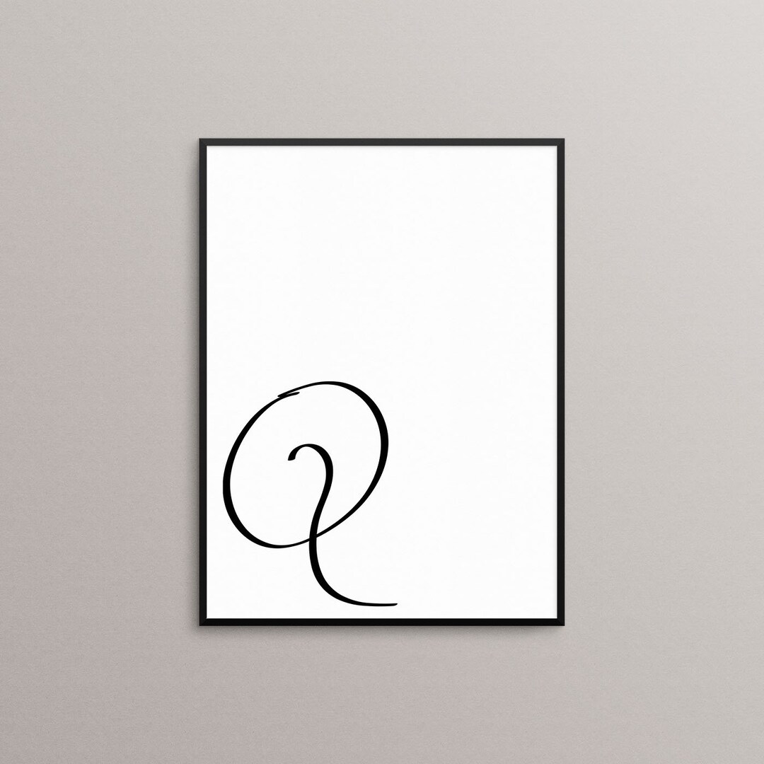 Large "q" Letter Printable, Monochrome Poster, Black and White Initials ...