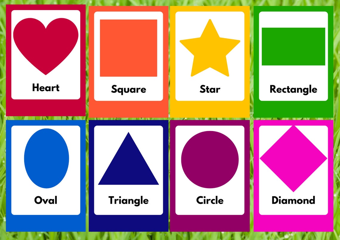 Shapes Flashcards Outdoor Shapes Learning EYFS Set of 8 Shapes - Etsy