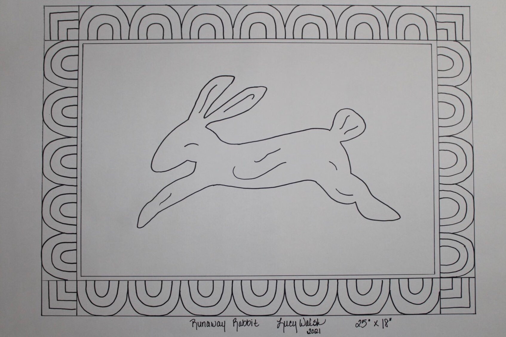 Pattern for a Hooked Mat runaway Rabbit, My Original Design. Finished ...