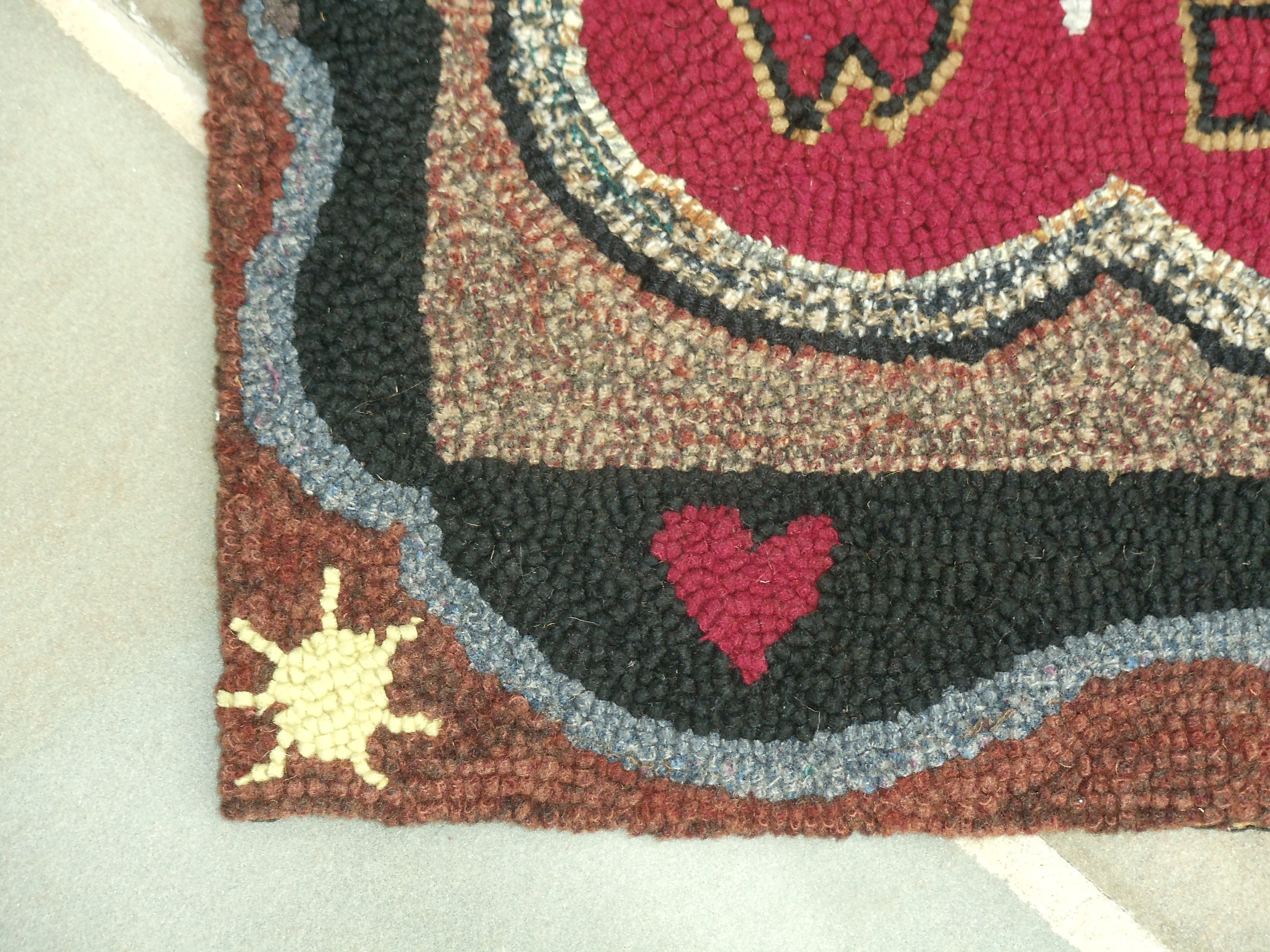 Hooked Rug welcome Hearts is My Original Design and Hooked by Me in a ...