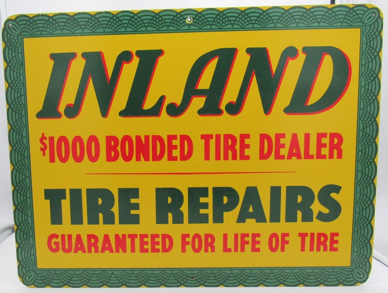 1940's Masonite Advertising Sign for Inland Tire Repair, Excellent ...