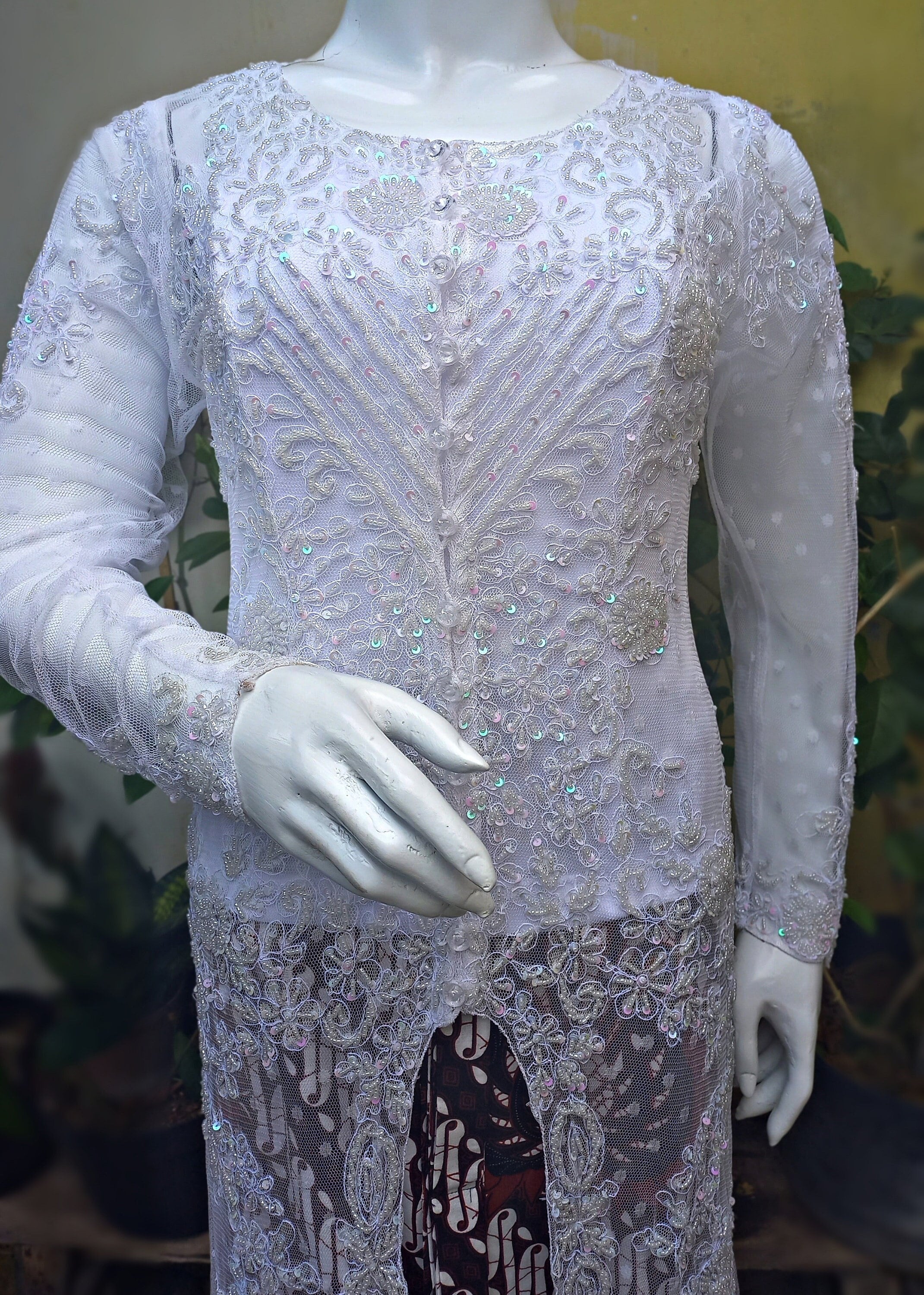 White Wedding Kebaya, High Quality Kebaya Dress, Round Neck, Kebaya ...