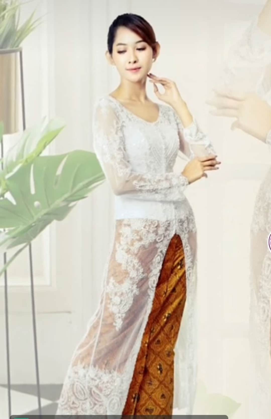 White Wedding Kebaya, High Quality Kebaya Dress, Round Neck, Kebaya ...