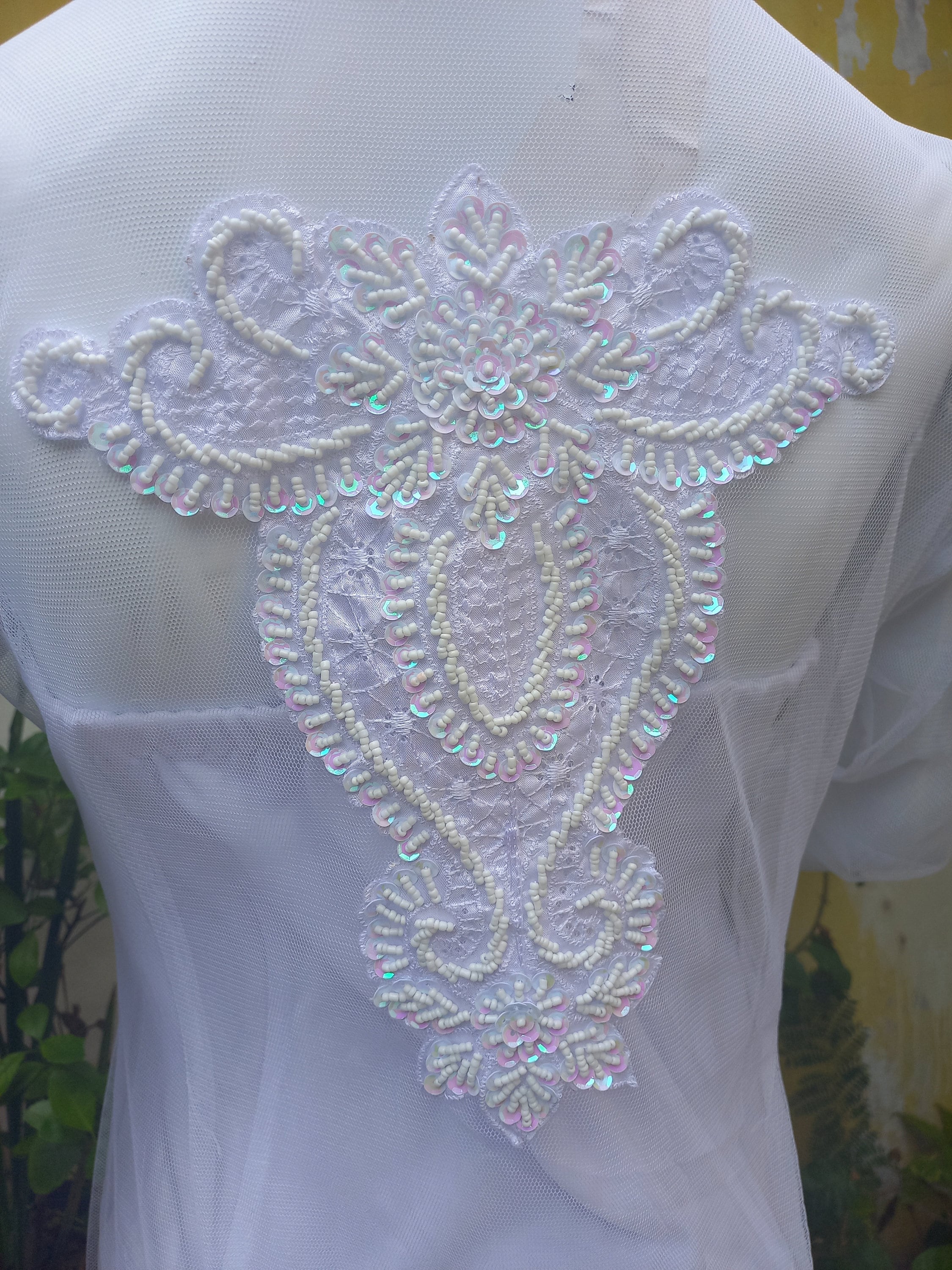 Kebaya Wedding White, Kebaya Tulle Transparent, Kebaya Sequins Size S ...