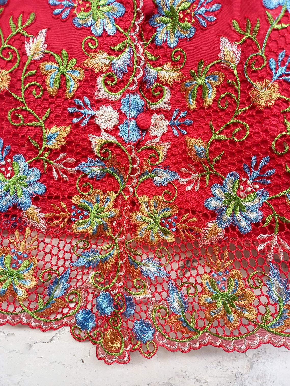 Kebaya Embroidery Red Kebaya Short Sleeve Kebaya Cotton - Etsy