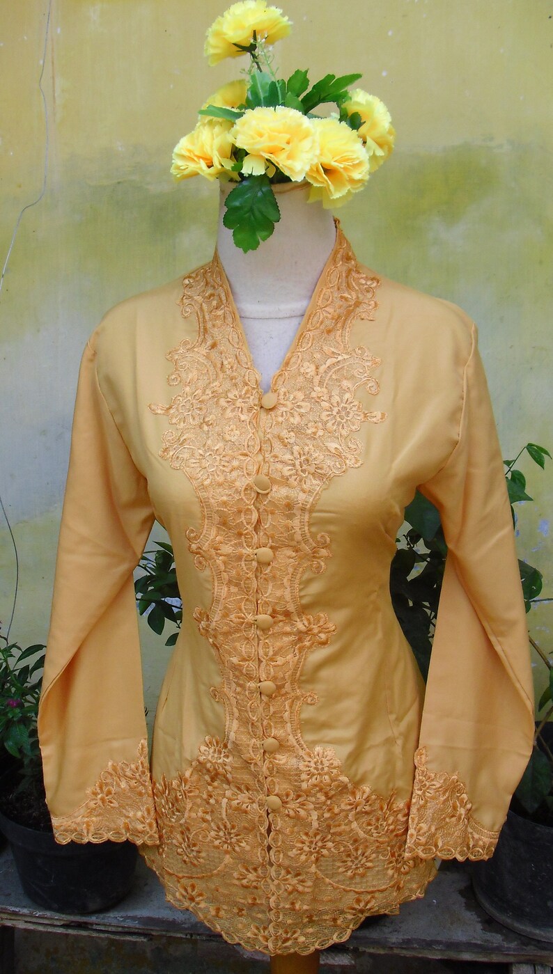 Kebaya ribbon embroidery gold kebaya encim gold | Etsy