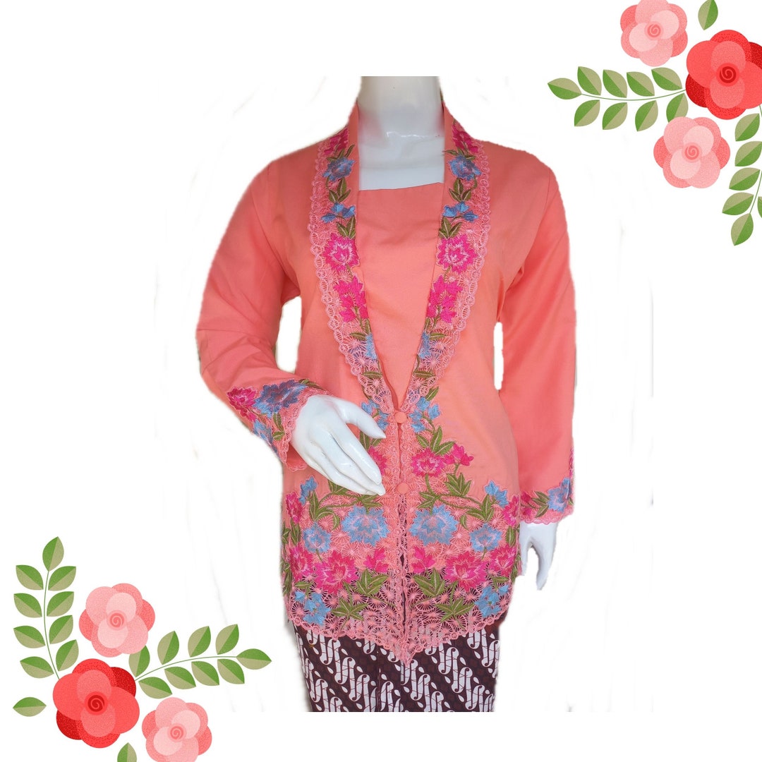 Peach Kebaya, Cotton Kebaya, Kebaya Dress - Etsy