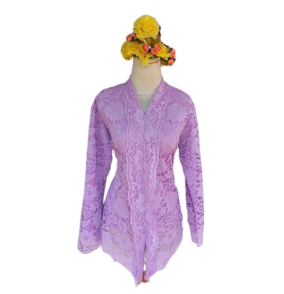 Lilac Lace Kebaya Kartini, Kebaya Dress, Kebaya Nyonya Size XL - Etsy