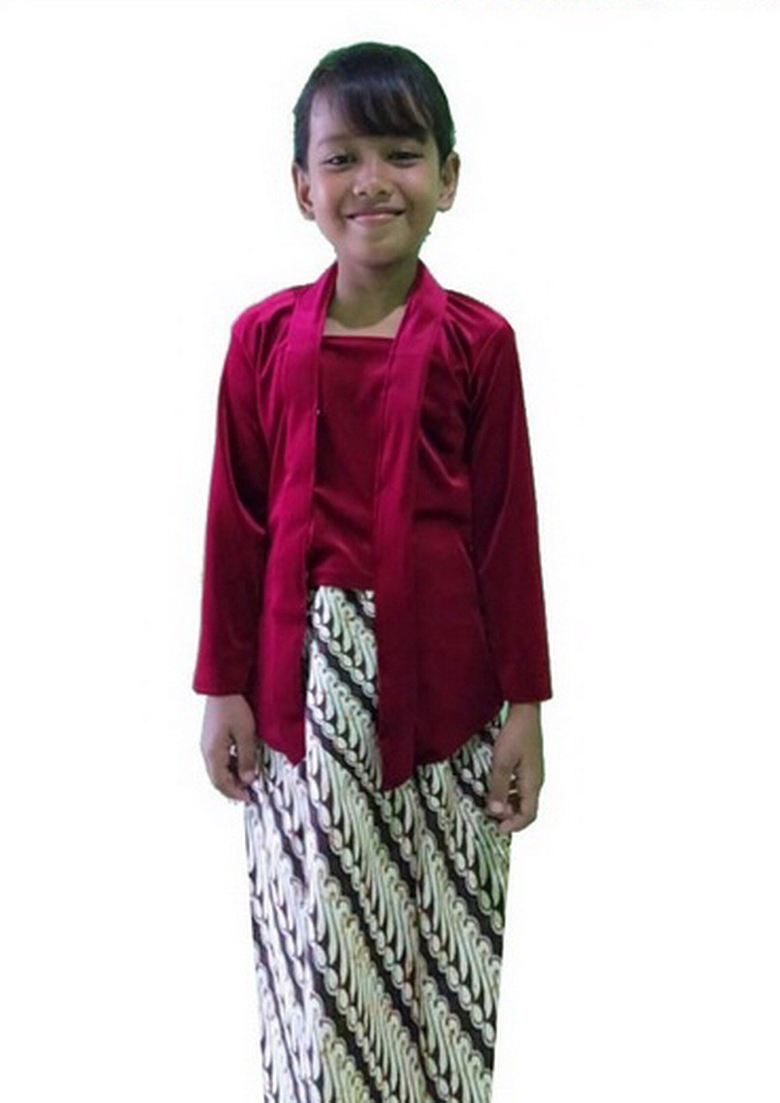 Kebaya Set for Girls: Velvet Top & Batik Sarong Skirt - Etsy