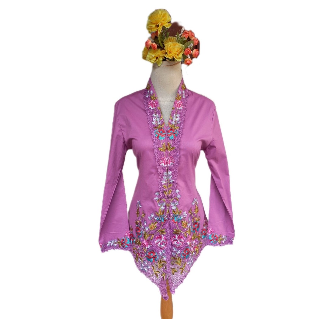 Kebaya Dress Taro, Kebaya Cotton, Nyonya Kebaya, Kebaya Stretchy - Etsy