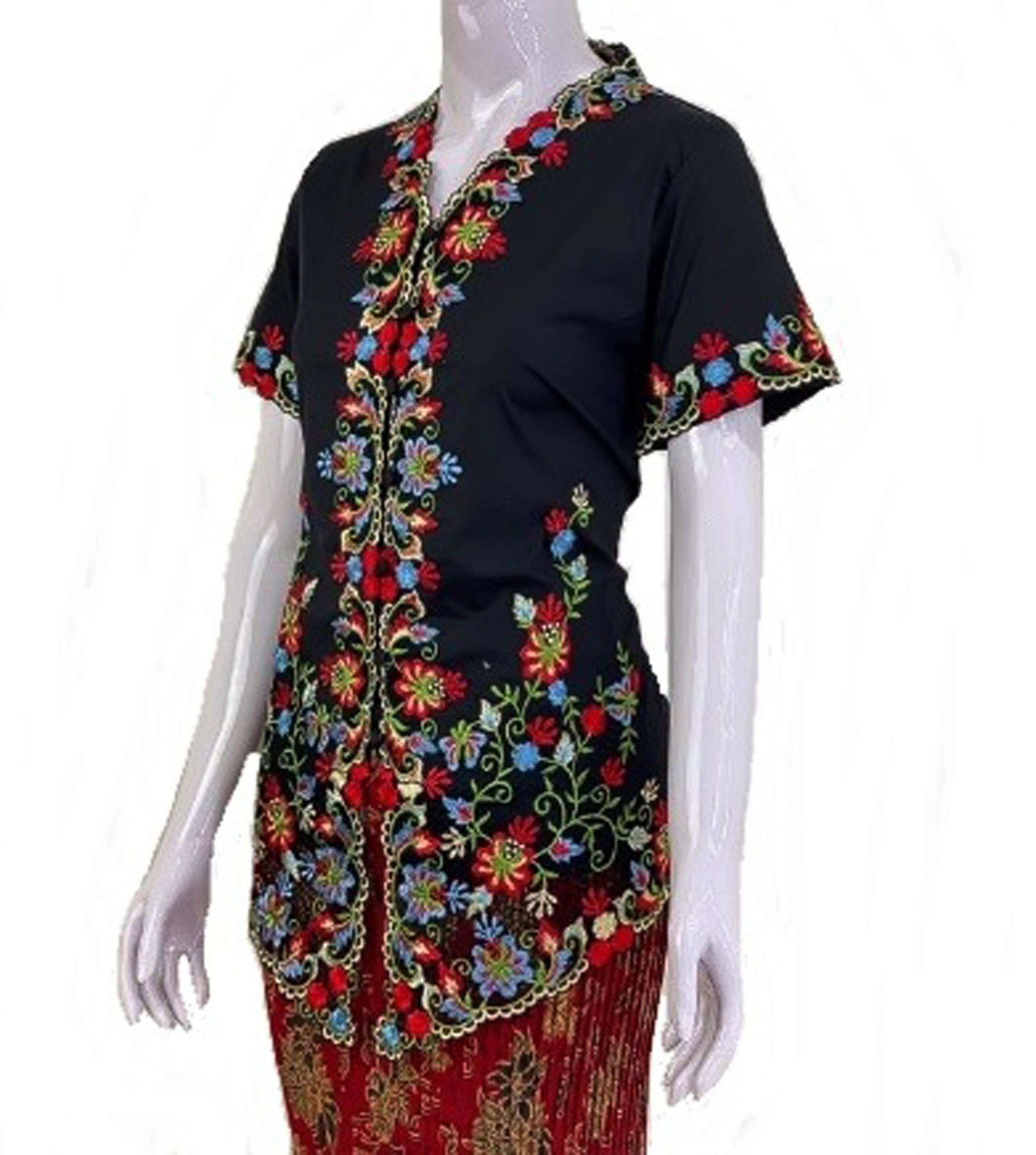 Kebaya Black Kebaya Short Sleeve Kebaya Embroidery Kebaya - Etsy