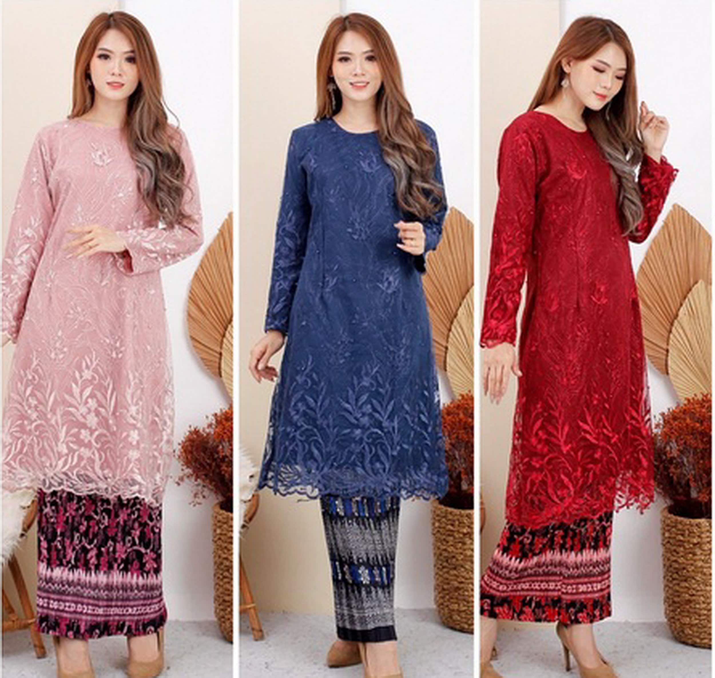 Baju Kurung, Tunic Kebaya, Kebaya Dress, Long Kebaya, Baju Raya Size S ...