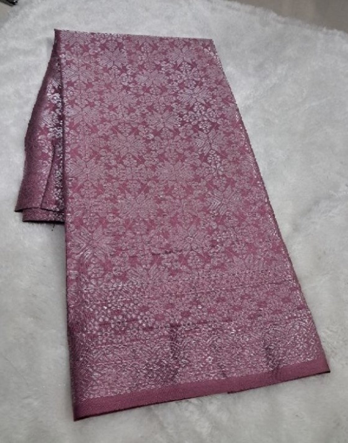 Dusty Pink Songket Skirt for Kebaya, Luxury Songket Skirt, Wedding ...