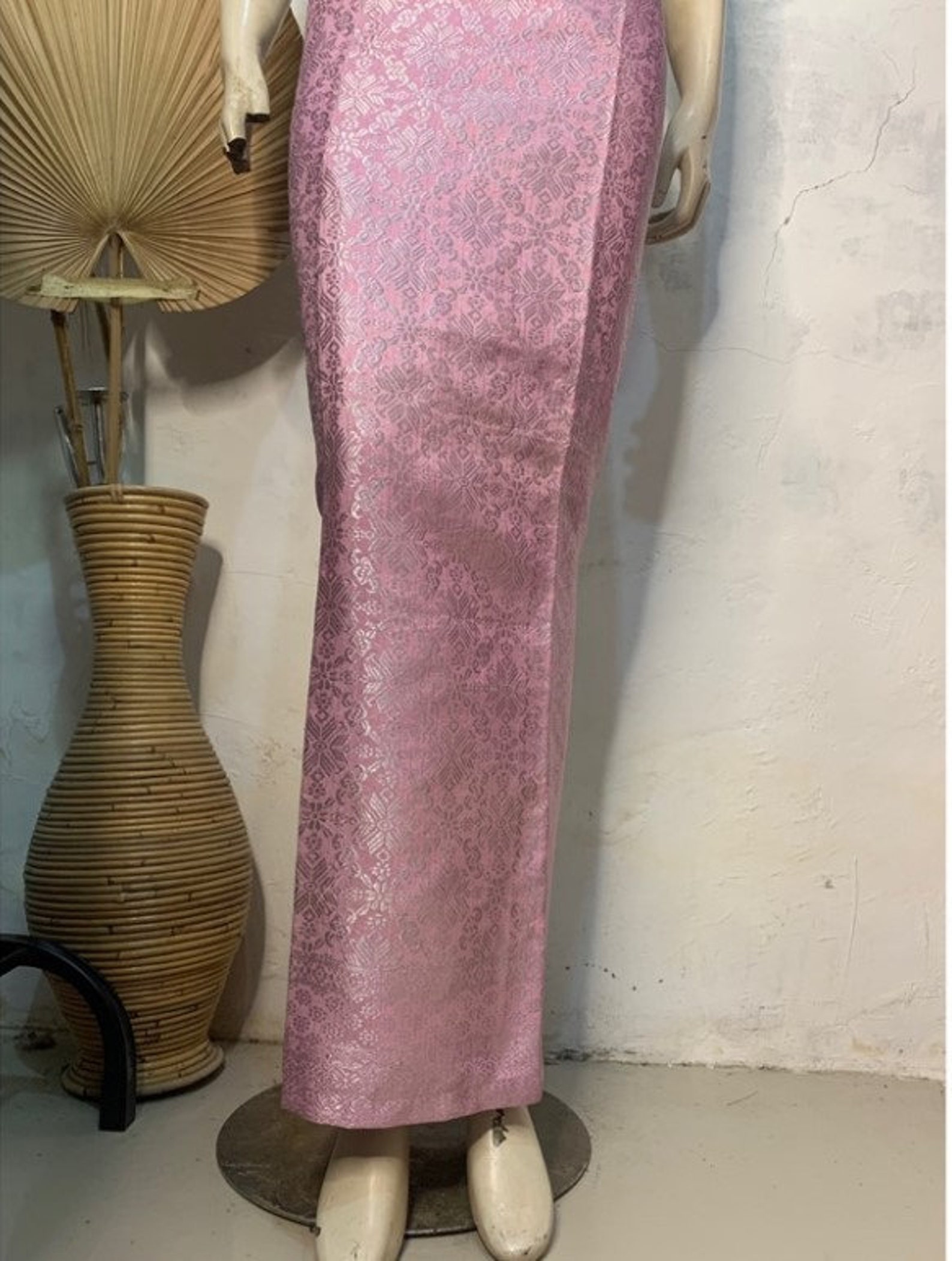 Dusty Pink Songket Skirt for Kebaya, Luxury Songket Skirt, Wedding ...