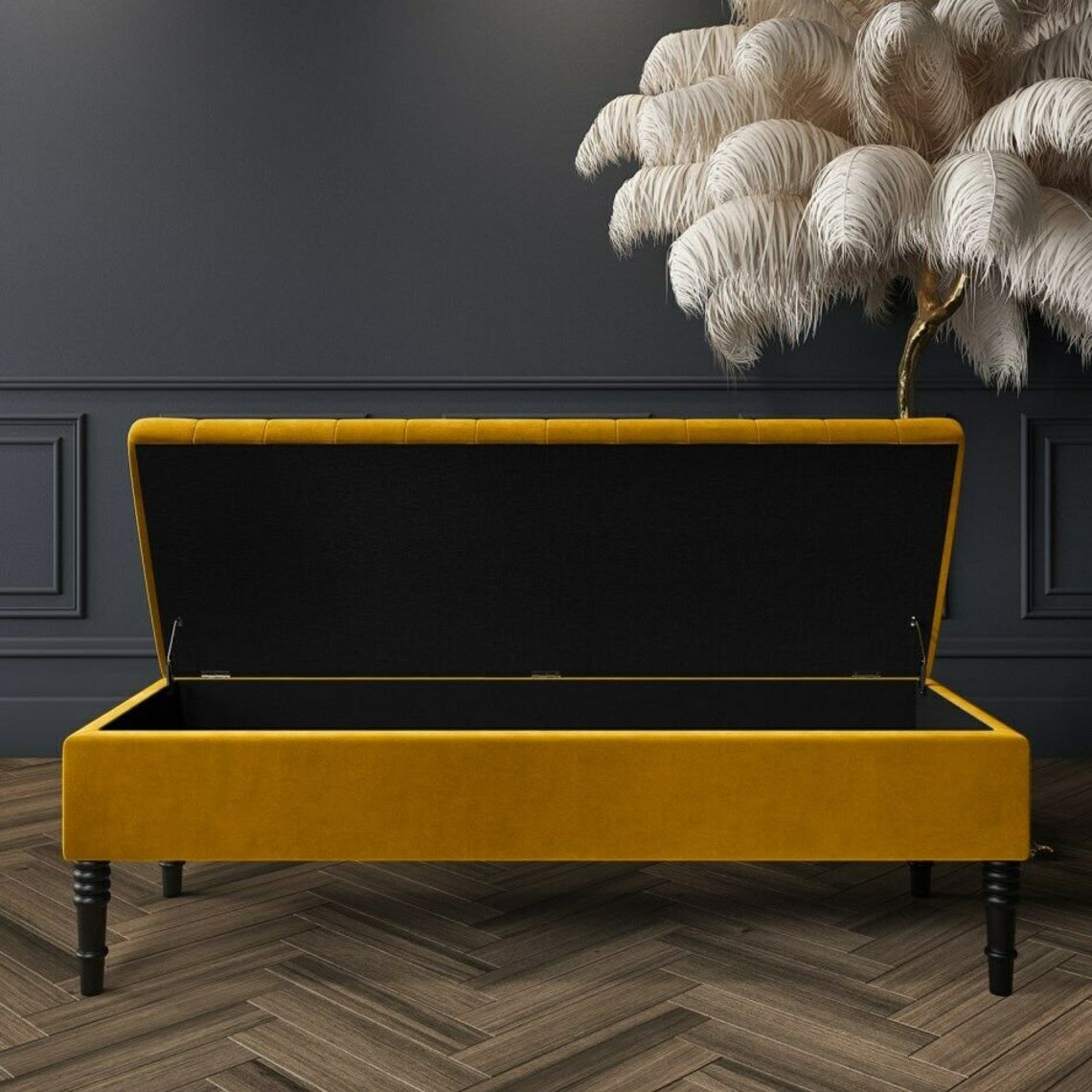 Lux Large Ottoman Storage Upholstered Footstool / End Table - Etsy