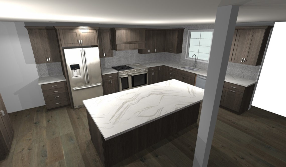 Kitchen Design, Elevations, Floorplan, and 3D Rendering - Etsy