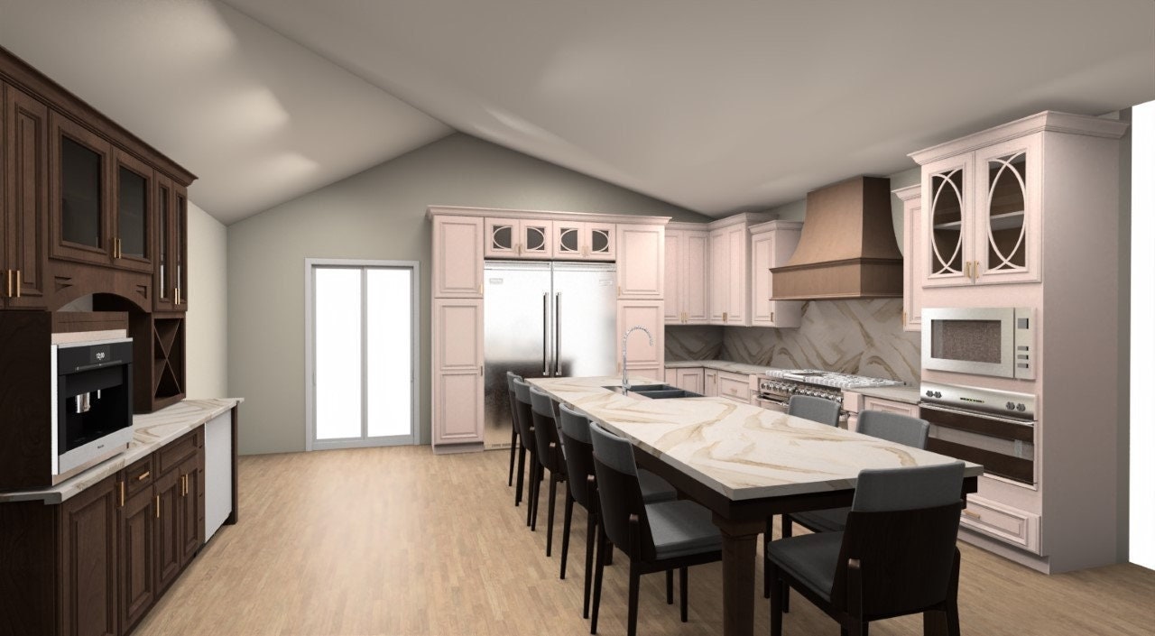 Kitchen Design, Elevations, Floorplan, and 3D Rendering - Etsy