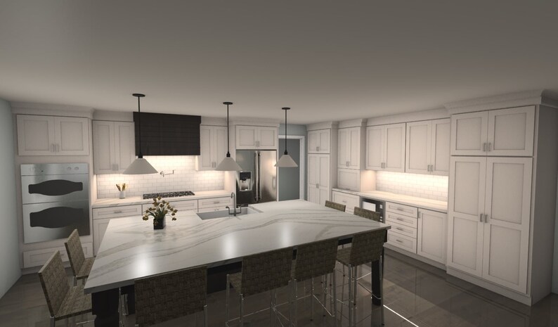 Kitchen Design, Elevations, Floorplan, and 3D Rendering - Etsy