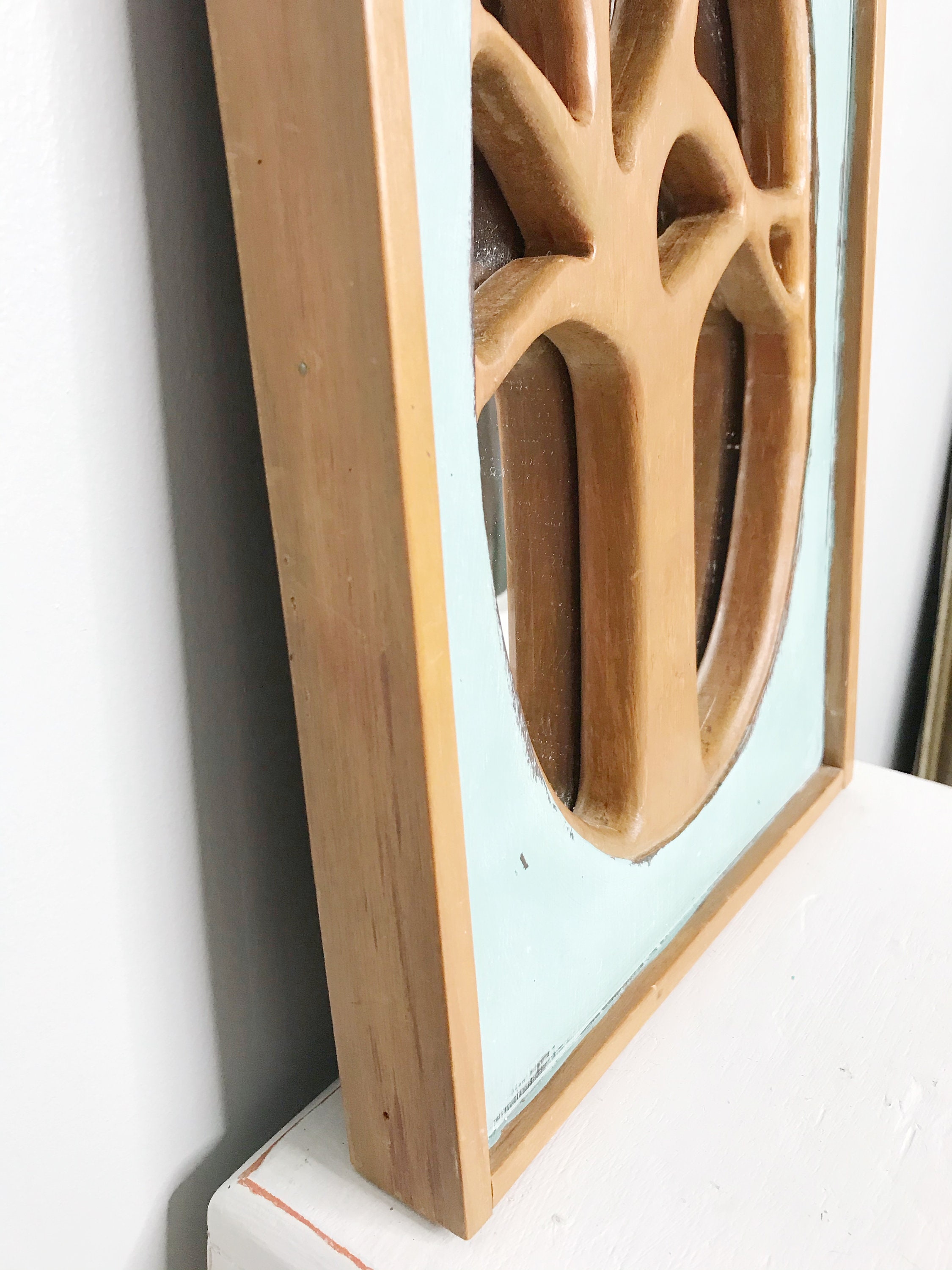 Wooden tree mirror hand painted and hand carved mirror | Etsy