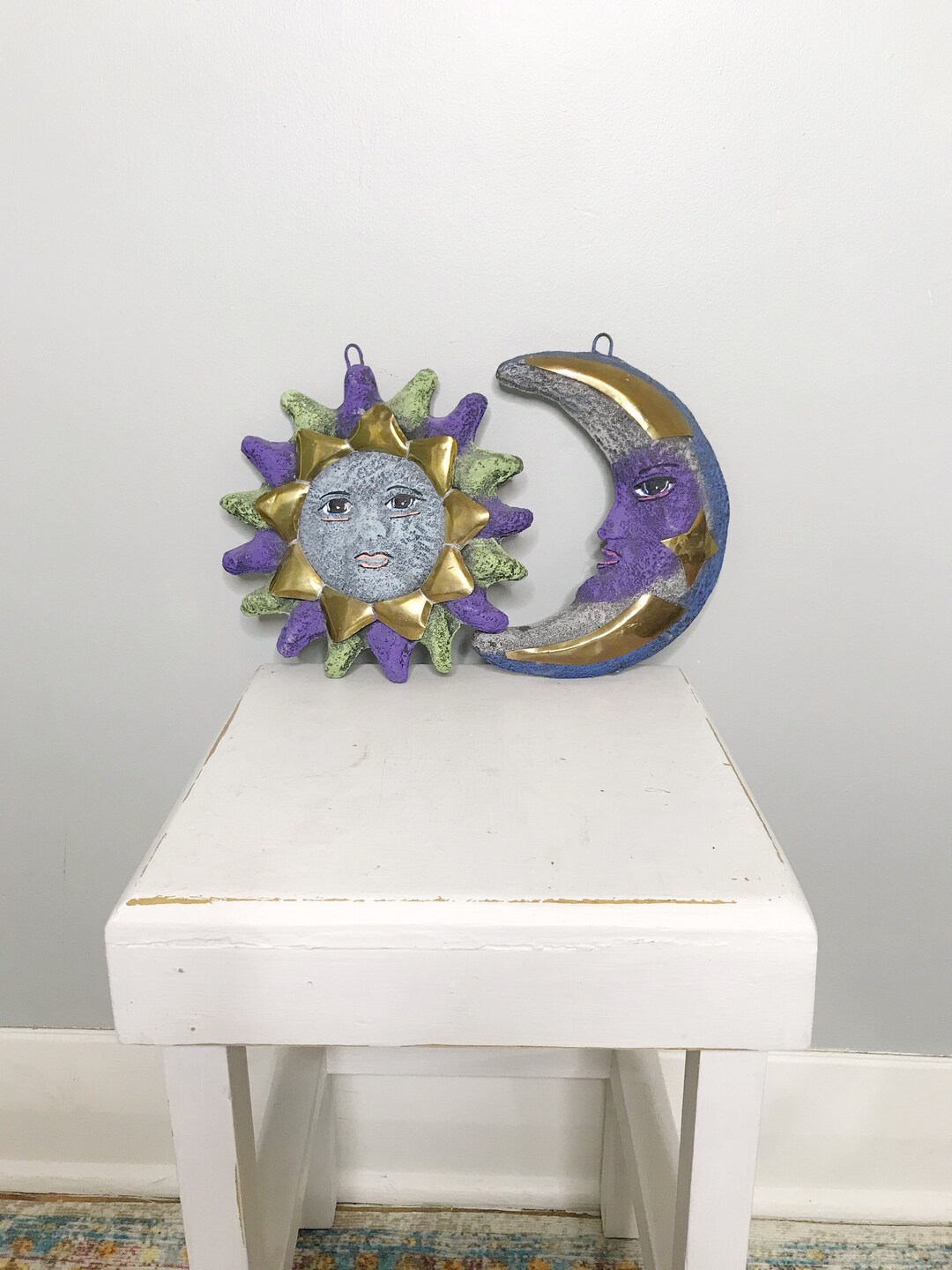 Mexican Pottery Sun and Moon, Handmade Wall Hanging Pottery, Sun and ...