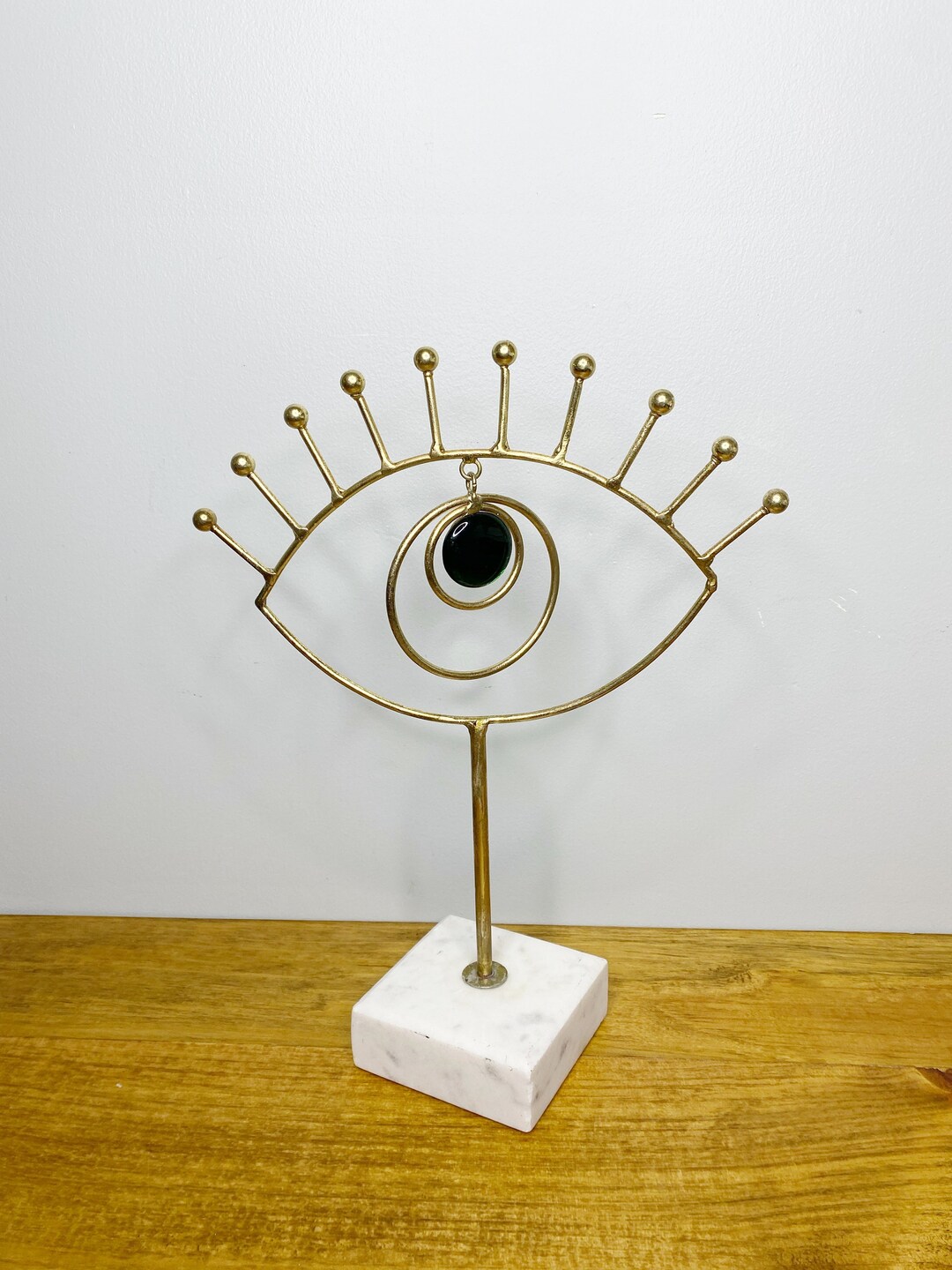 Green Evil Eye Statue, Brass and Marble Evil Eye Decor Made in India - Etsy