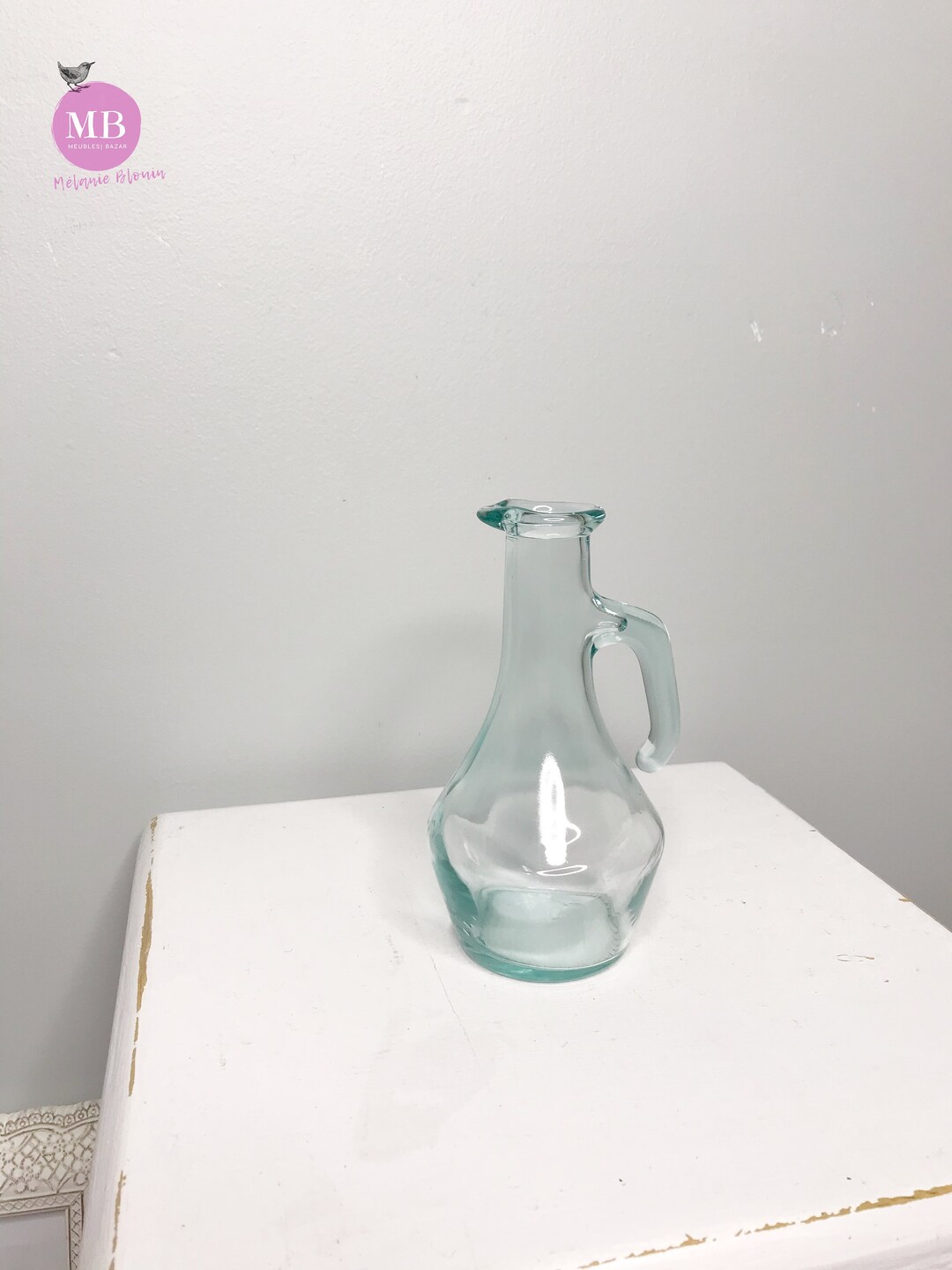 Small Glass Pitcher, Blue Pitcher, Farmhouse Pitcher With Handle - Etsy