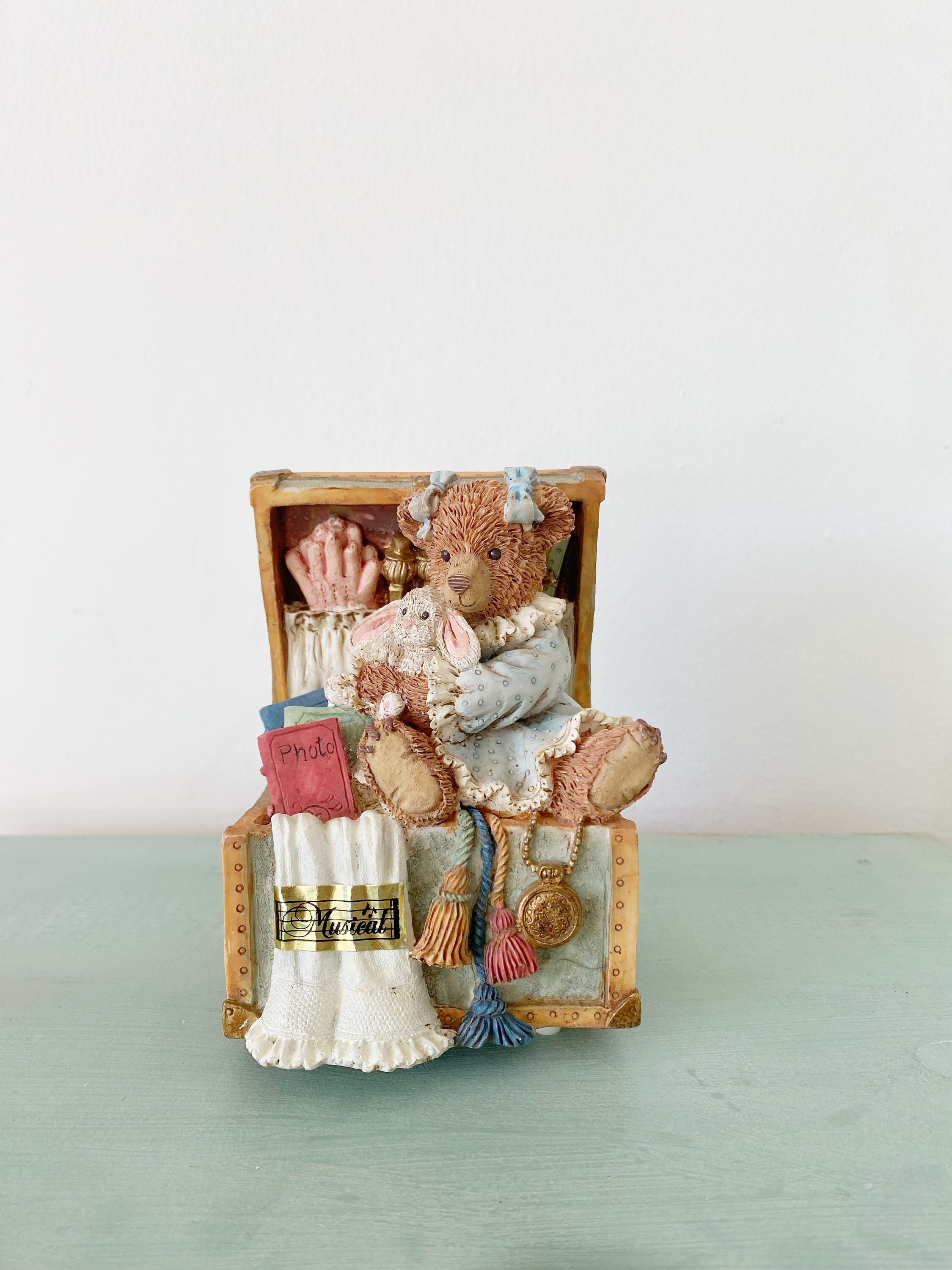 Vintage Browstone Teddy Bear Treasure Chest, Music Box With Tune 'my ...