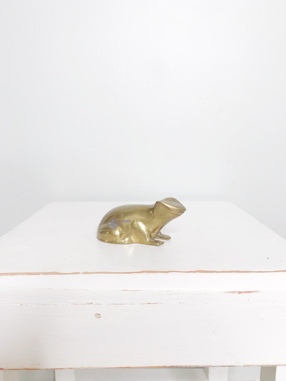 Vintage brass frog paperweight vintage brass frog figurine | Etsy