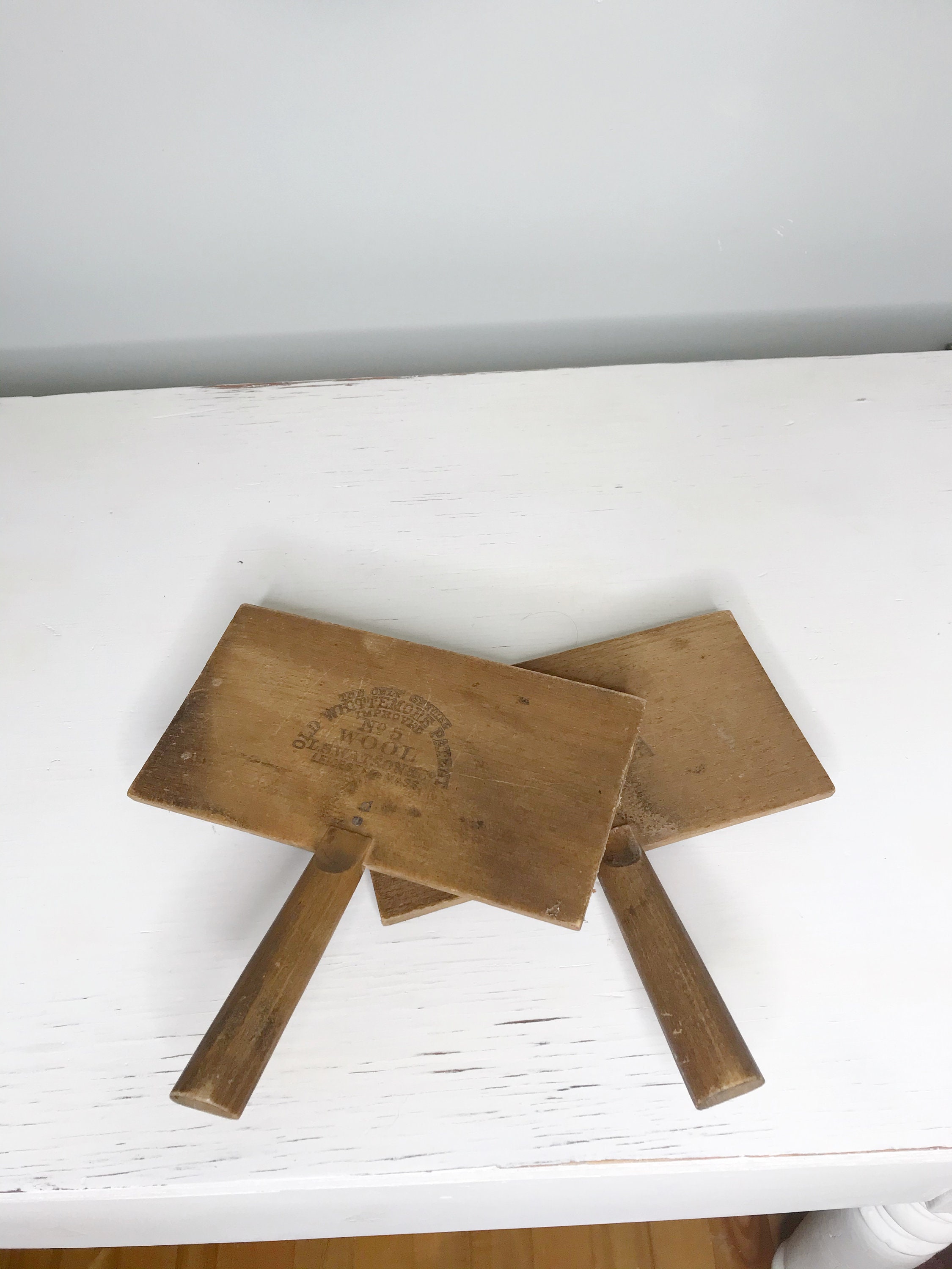 Vintage Gift Antique Wood Hand Carders Pear of Wool Carding Brushes ...