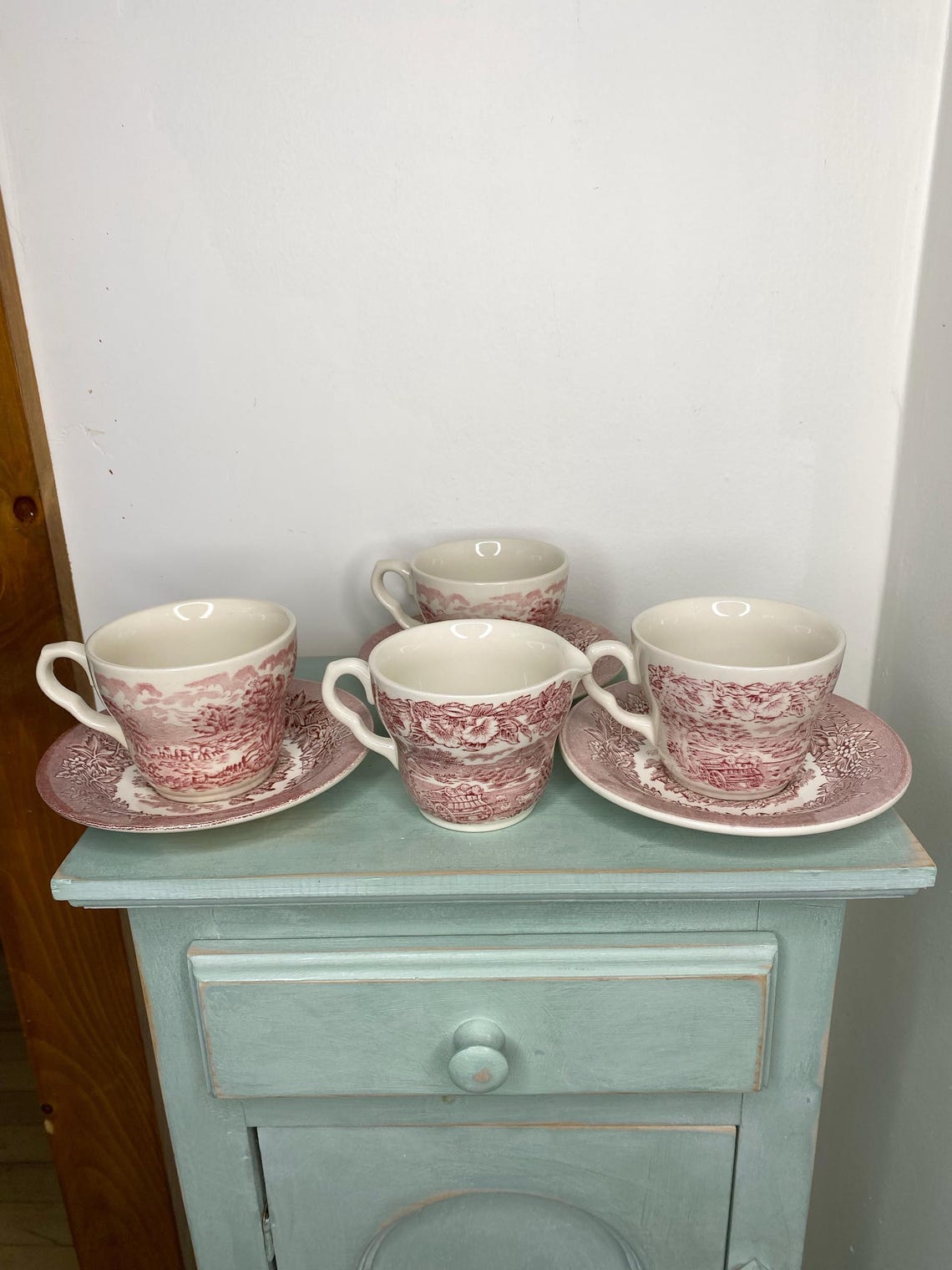 English Ironstone Tableware, Castle Red Ironstone Tea Cups/saucers and ...
