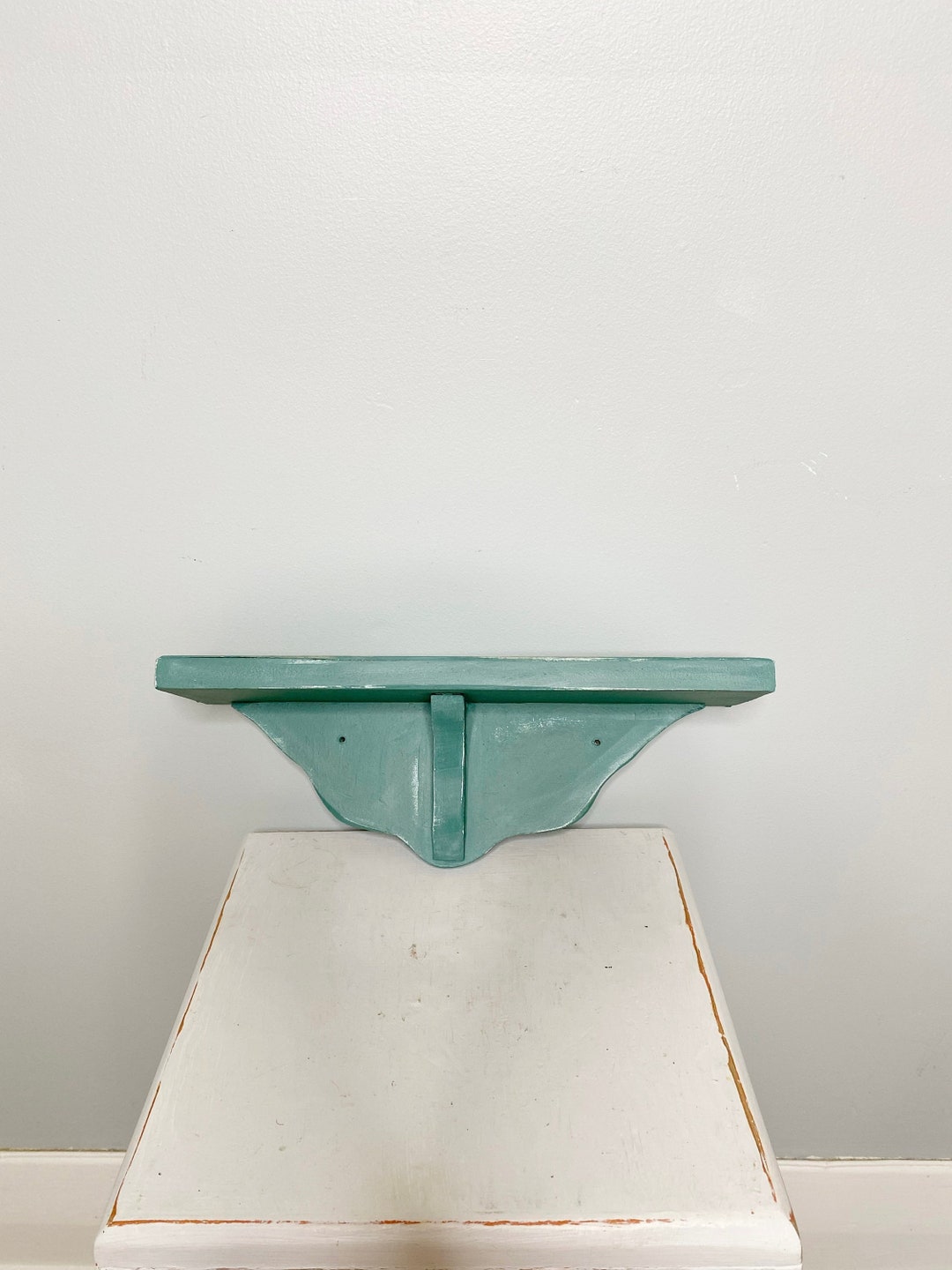 Small Rustic Wooden Shelf, Handmade Green Shelf Made From Wood - Etsy