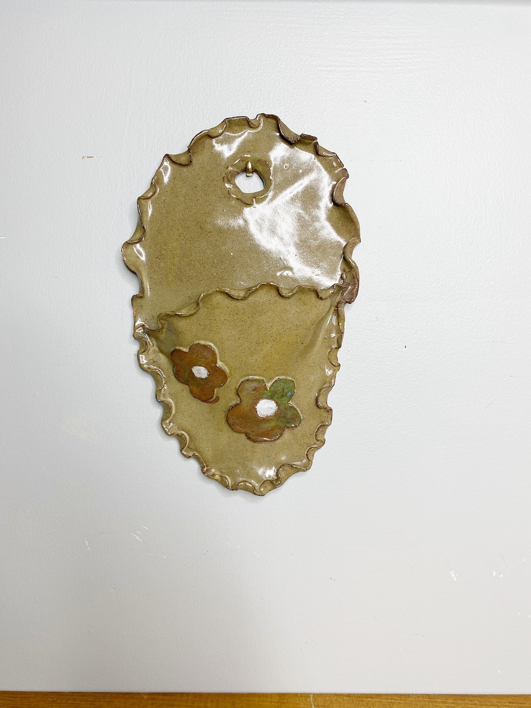 Big Ceramic Wall Pocket Planter, Vintage Green Wall Planter - Etsy