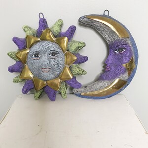 Mexican Pottery Sun and Moon, Handmade Wall Hanging Pottery, Sun and ...