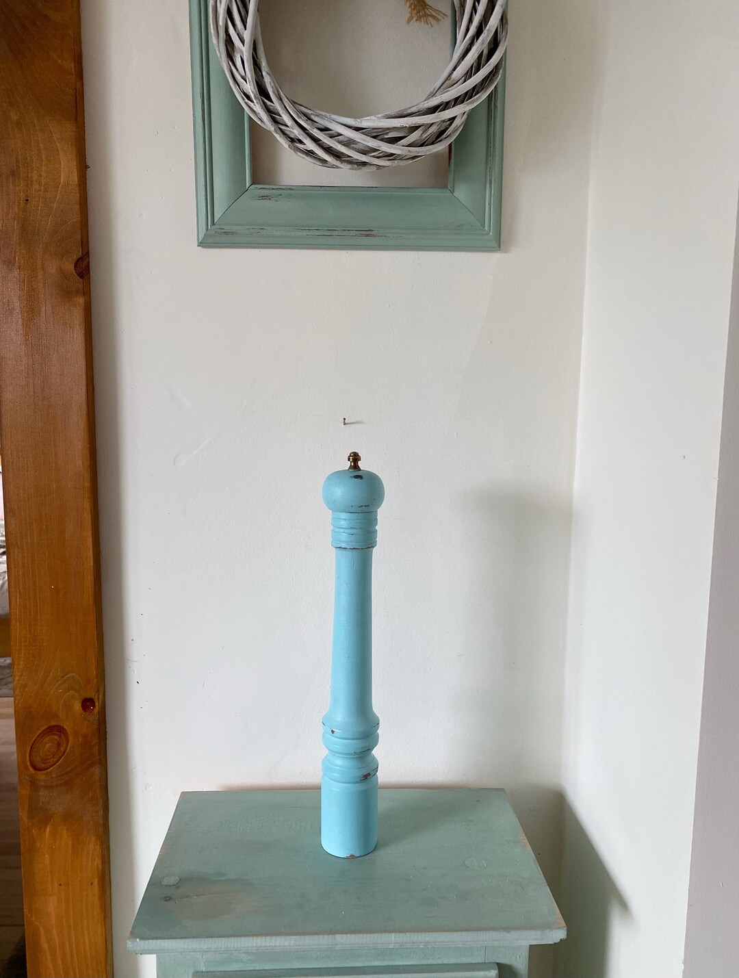 Tall Wooden Pepper Grinder, French Blue Painted Pepper Mill - Etsy