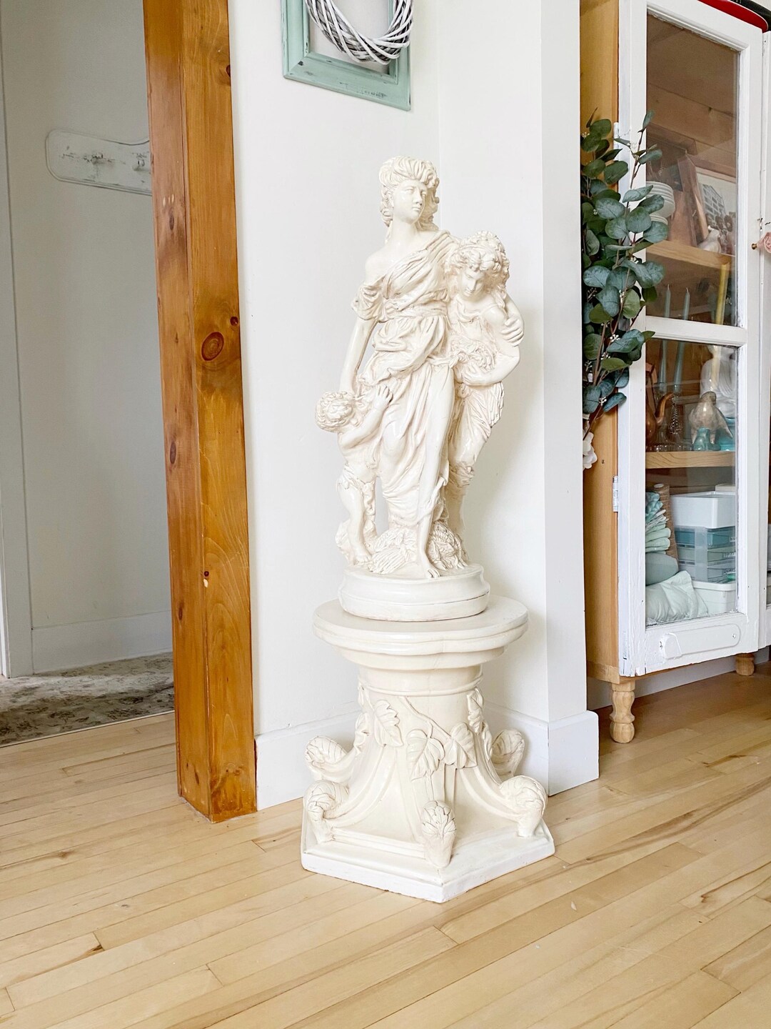 Large Edwardian-style Alabaster & Gypsum Statue – Leto With Artemis and ...