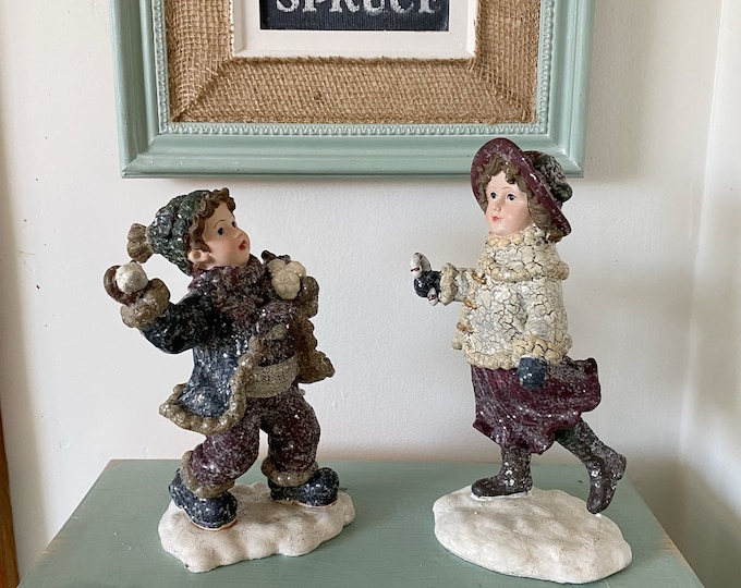 Kirkland Signature Kids Playing in the Snow Figurines, Winter Boy and ...