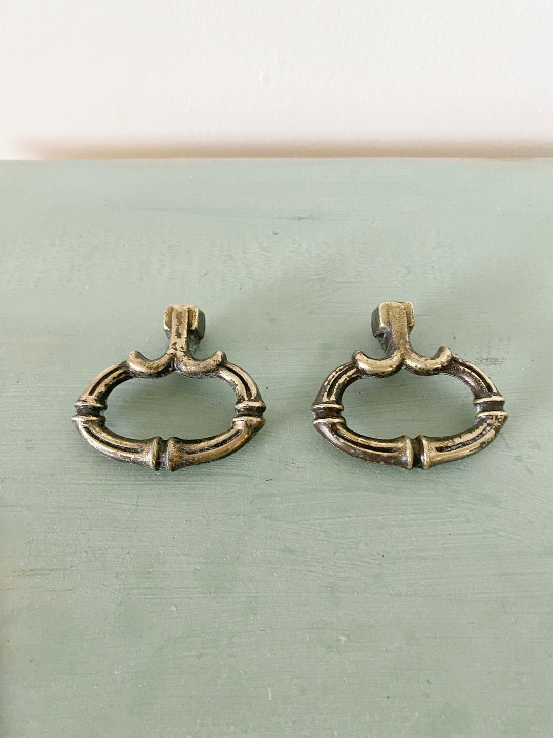 Vintage Ring Pulls Made From Brass, Pulls for Dresser in Faux Bamboo ...